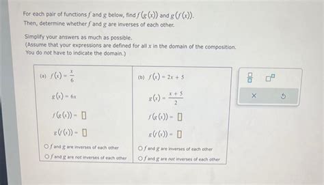 solved for each pair of functions f and g below find