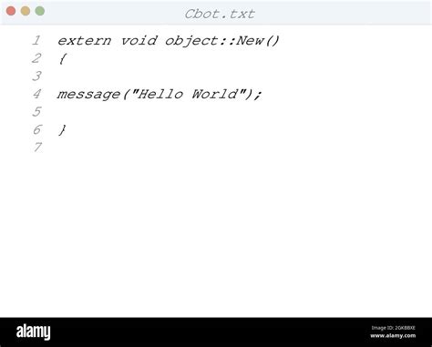 Cbot Language Hello World Program Sample In Editor Window Illustration