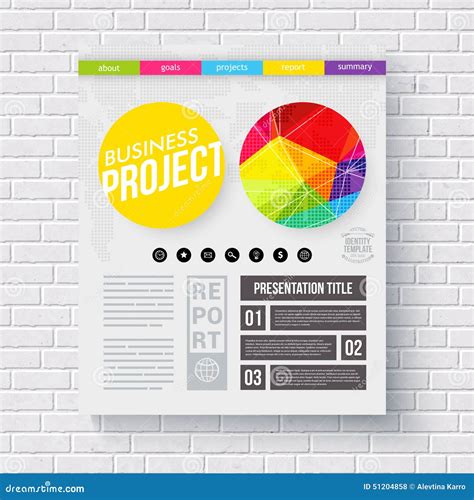 Business Report Presentation Template Stock Vector Illustration Of Brochure Multicolored