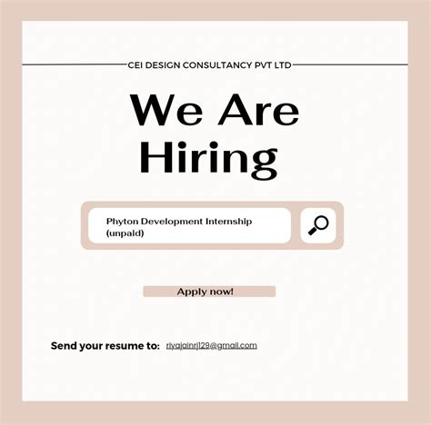 We Are Hiring Python Development Internship Unpaid Why Choose Cei Design Consultancy 1