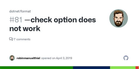 Check Option Does Not Work · Issue 81 · Dotnetformat · Github