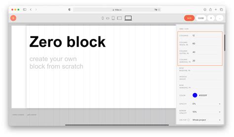 Как настроить модульную сетку в Zero Block