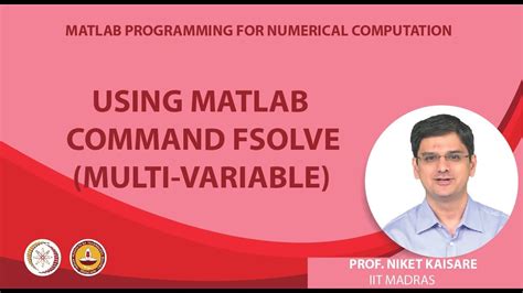 Using Matlab Command Fsolve Multi Variable Youtube