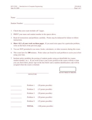 Fillable Online Users Ece Gatech EXAM Page Of Users Ece Gatech Fax Email Print PdfFiller