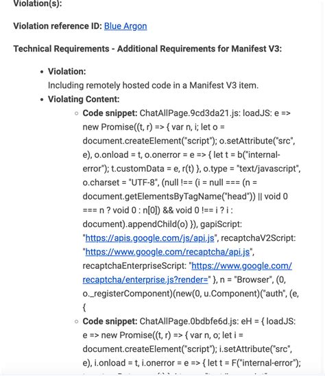Web Store Violationsolution For Firebase Auth Blue Argon Including Remotely Hosted Code In A