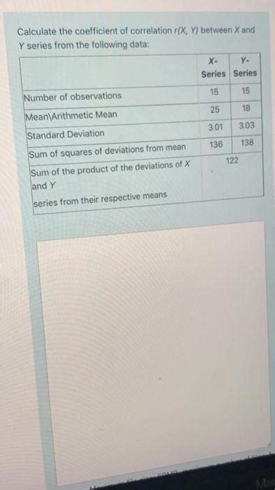 Solved Calculate The Coefficient Of Correlation X Y Chegg Com