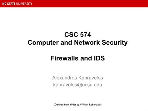 Pdf Computer And Network Security Csc 574 Firewalls And Ids · Derived From Slides By William