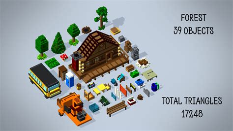 simple voxel low poly models pack