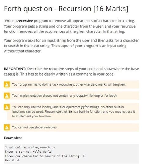 Solved Write A Recursive Program To Remove All Appearances