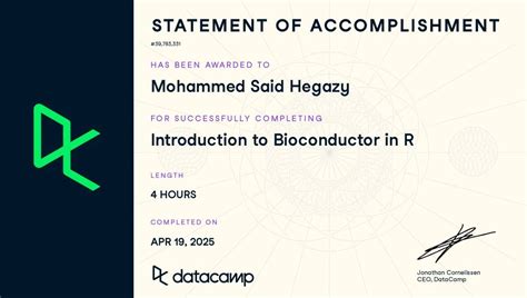 Bioinformatics Bioconductor Rstats Datacamp Lifelonglearning… Mohammed Hegazy
