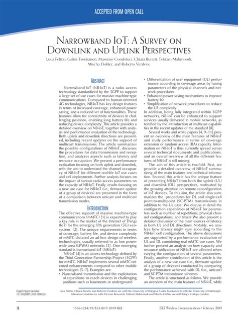 Narrowband Iot A Survey On Downlink And Uplink Perspectives Pdf