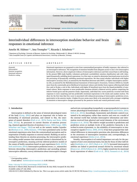 pdf interindividual differences in interoception modulate behavior