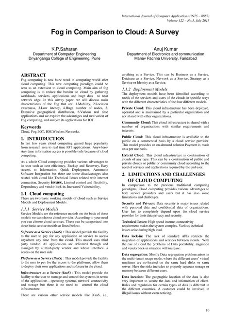 Pdf Fog In Comparison To Cloud A Survey