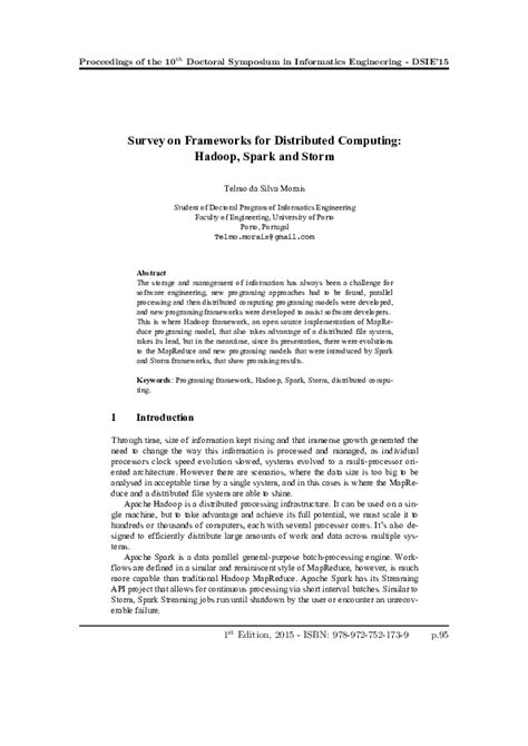 pdf survey on frameworks for distributed computing hadoop spark and