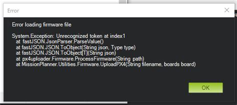 Firmware Load Fails To Px4 Mini With Unrecognized Token At Index 1 Error · Issue 2578