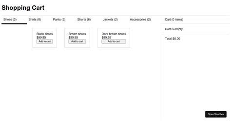 Shopping Cart React Hooks Outstated Codesandbox