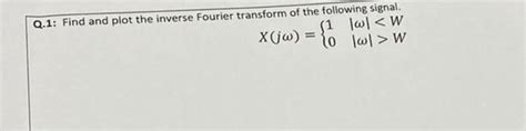 Solved Q Find And Plot The Inverse Fourier Transform Of Chegg