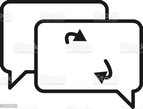 검은 색 얇은 선으로 그려진 흑백 윤곽선 기호 광고 웹 사이트 상점에 적합한 현대 기호 음성 거품 내부의 화살표의 벡터 선