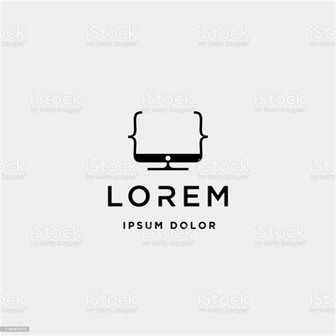 Coding Monitor Design Template Vector Lineart Stock Illustration Download Image Now Badge