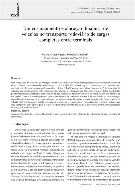 Pdf Sizing And Dynamic Allocation Of Vehicles For Road Transportation Of Full Truckloads