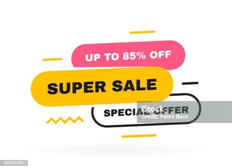 기하학적 요소가있는 슈퍼 세일 배너 디자인 특별 제공 최대 85 할인 비즈니스 프로모션 판매 및 광고를 위한 배너 템플릿 디자인 벡터 일러스트레이션 1위에 대한 스톡 벡터