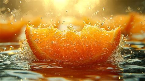 Slice Of Orange Is In A Pool Of Water Stock Image Image Of Refreshing Ripe 358531681