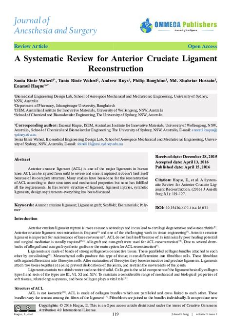 Pdf A Systematic Review For Anterior Cruciate Ligament Reconstruction