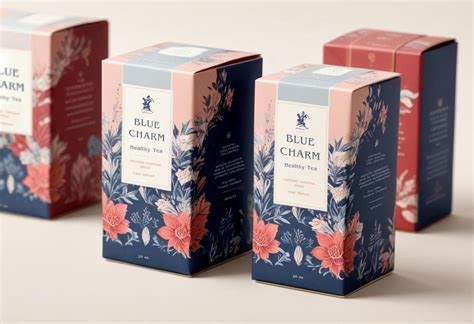 Custom Floral Tea Packaging Colorful Natural Tea Design Elegant