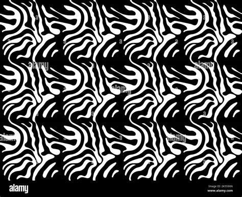 Zebra Style Seamless Vector Pattern With Cells Effect Black And White