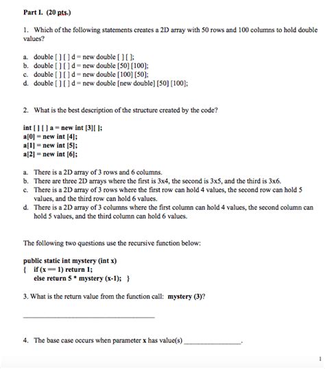 Solved Part I 20 Pts L Which Of The Following