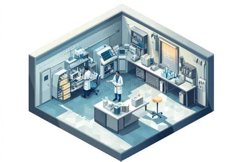 Isometric Illustration Depicting A Modern Medical Laboratory With Advanced Equipment And Layout