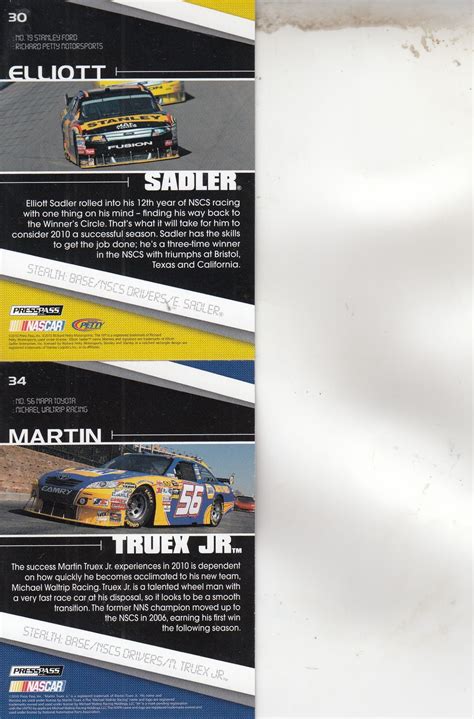 Elliott Sadler And Martin Truex Jr Auto 2010 Nascar Hall Of Fame Champion