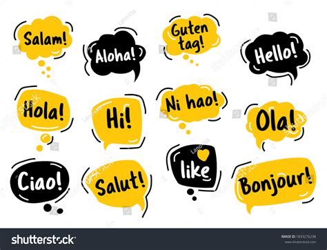 Speech Bubble Hello Different Languages World Stock Vector Royalty Free Shutterstock