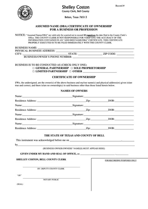 Printable Dba Form