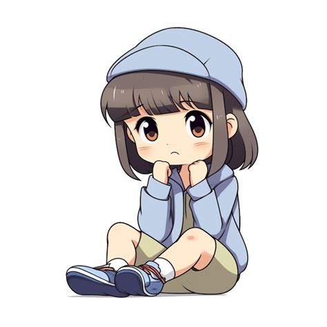 Premium Ai Image Anime Girl Sitting On The Ground With Her Hand On