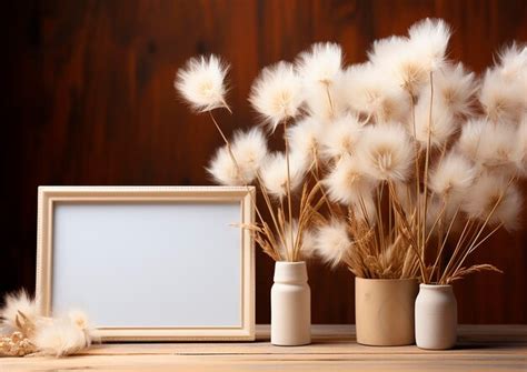 Premium AI Image Boho Cloth Spread Out Empty With White Flowers