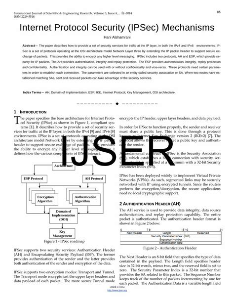 Pdf Esp Protocol Ah Protocol Ijser · Internet Protocol Security