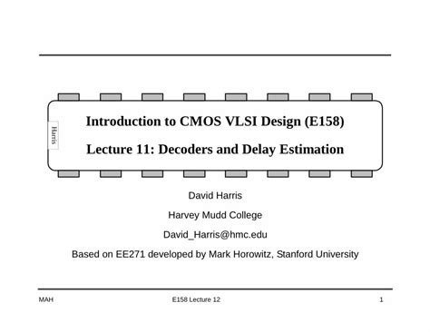Pdf Introduction To Cmos Vlsi Design E158 Harris Lecture 11 Harrisclass