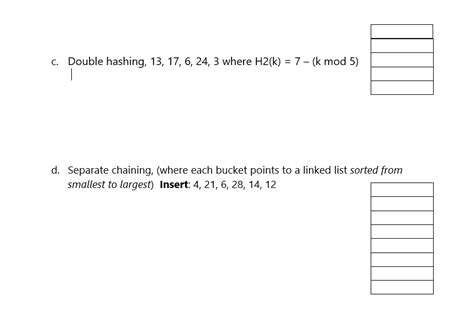 Solved 4 Draw The Contents Of The Two Hash Tables Below