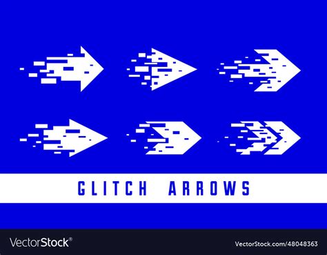 Glitch Effect Arrows Set Collection Of Cursors Vector Image