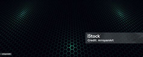 검은 육각형 테크노 배경은 녹색 조명 효과 장식으로 어두운 공간에 겹치는 레이어입니다 빛나는 모양의 미니멀 배너 현대 그래픽