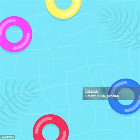 팽창 식 고리와 텍스트에 대 한 센터에서 Copyspace 수영장 그림 광장 조성 풀 파티에 대한 스톡 벡터 아트 및 기타 이미지 풀 파티 명랑한 물 Istock