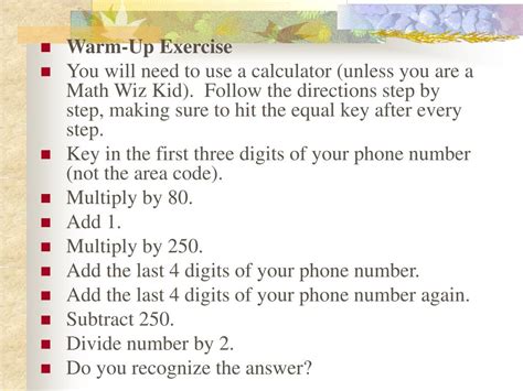 PPT Warm Up Exercise PowerPoint Presentation Free Download ID