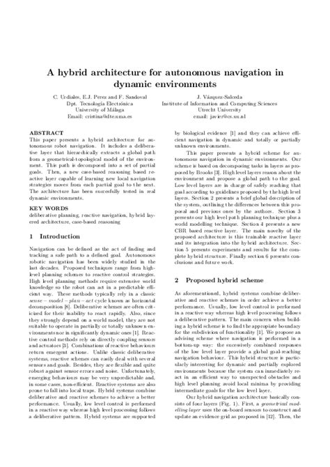 Pdf A Hybrid Architecture For Autonomous Navigation In Dynamic Environments