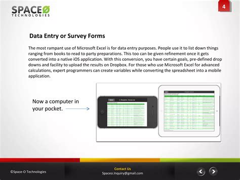 convert excel spreadsheet into mobile iphone android app ppt