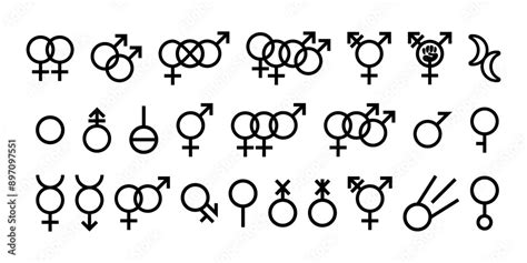 Lgbt Symbols For Bisexual Bigender Intergender Lgbt Gender Signs Set Interlocking Gender
