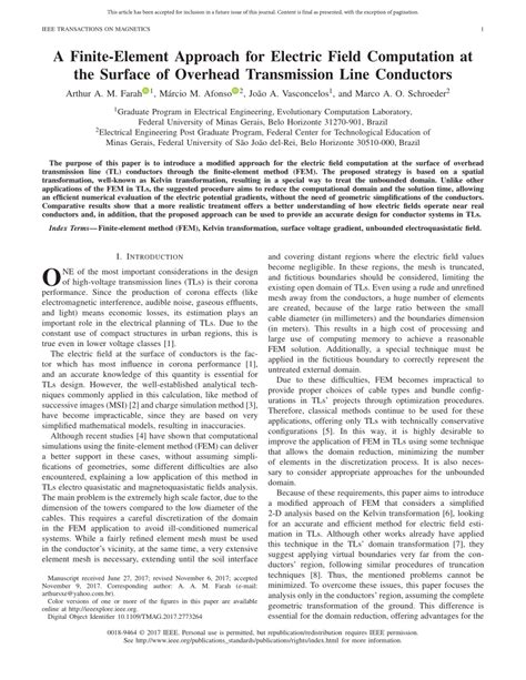 Pdf A Finite Element Approach For Electric Field Computation At The Surface Of Overhead