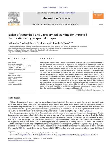 Pdf Fusion Of Supervised And Unsupervised Learning For Improved Classification Of