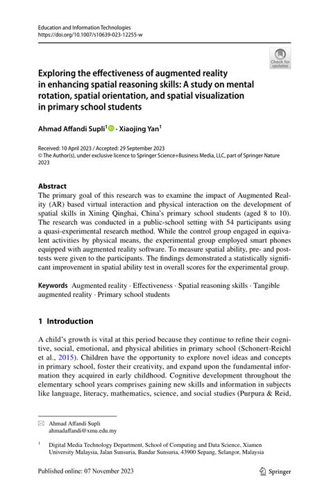 Pdf Exploring The Effectiveness Of Augmented Reality In Enhancing Spatial Reasoning Skills A