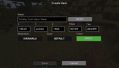 The Warp Mod Minecraft Mod